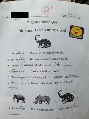 Perfect score on a 4th grade science test about Dinosaurs - Boing Boing