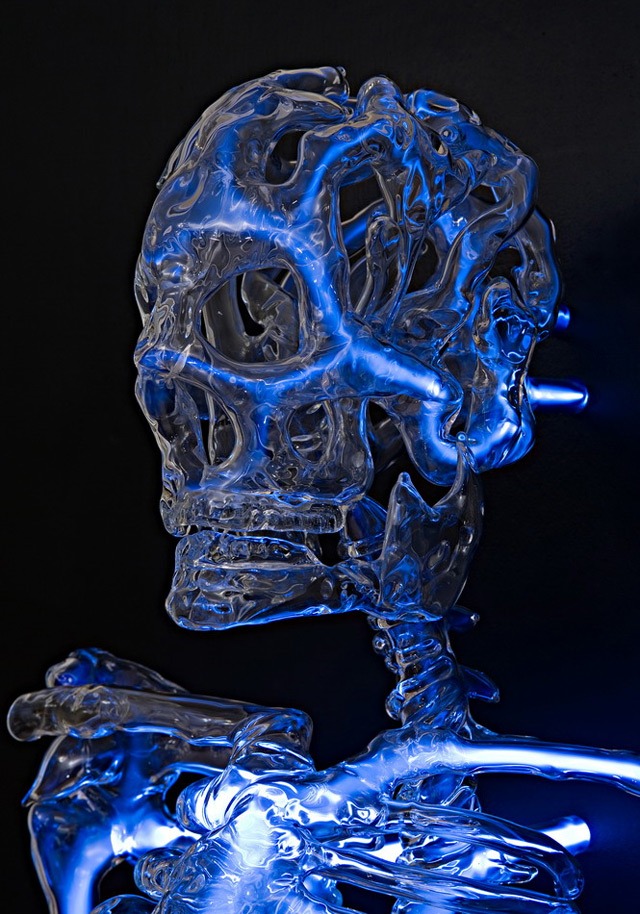 Skulls and skeletons sculpted in neon glass - Boing Boing