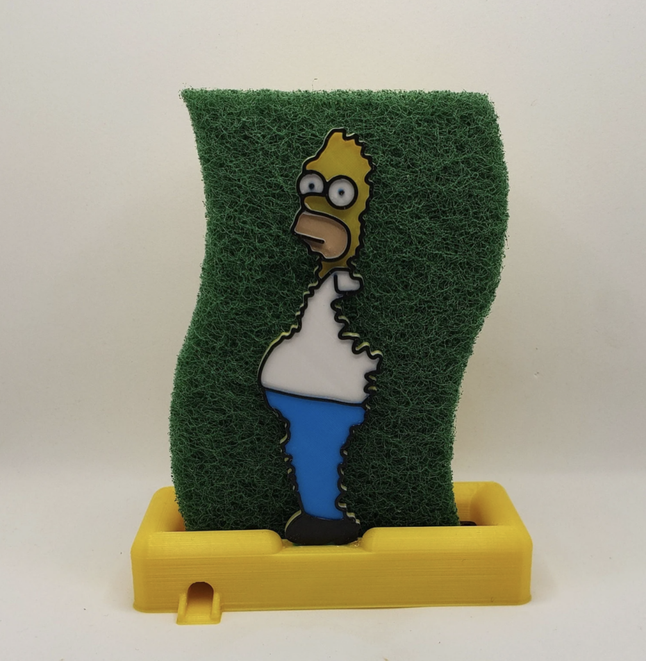 An optical illusion makes this 3D printed Homer Simpson sponge holder ...