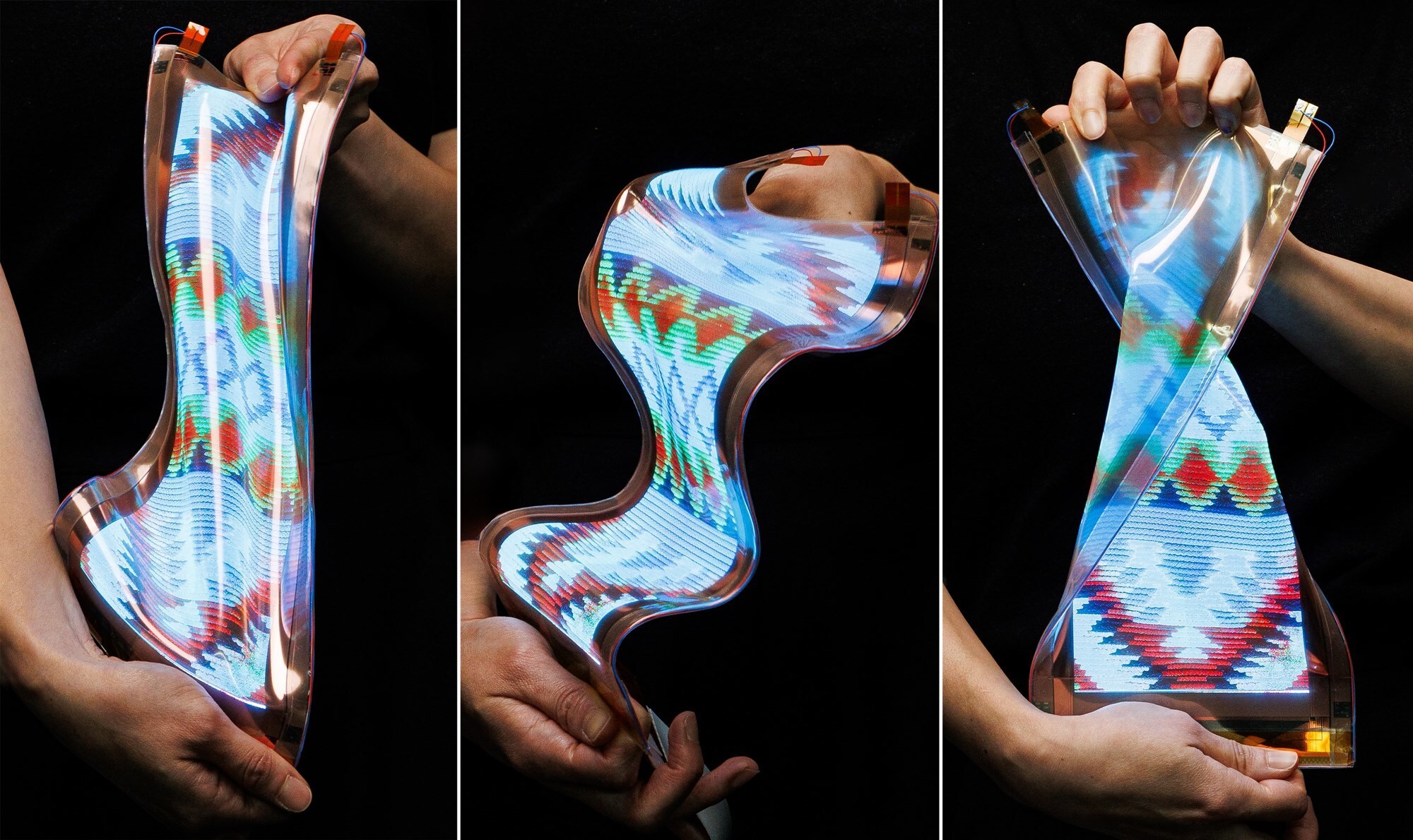 This new flexible display using contact lens materials can be pulled ...